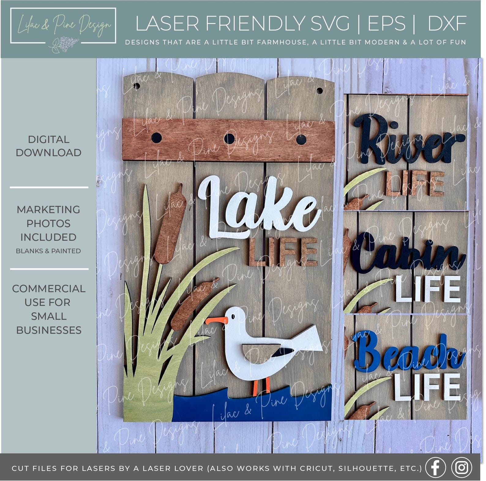 Seagull Door Hanger SVG, Lake Life Welcome Sign, Beach SVG, Cabin ...