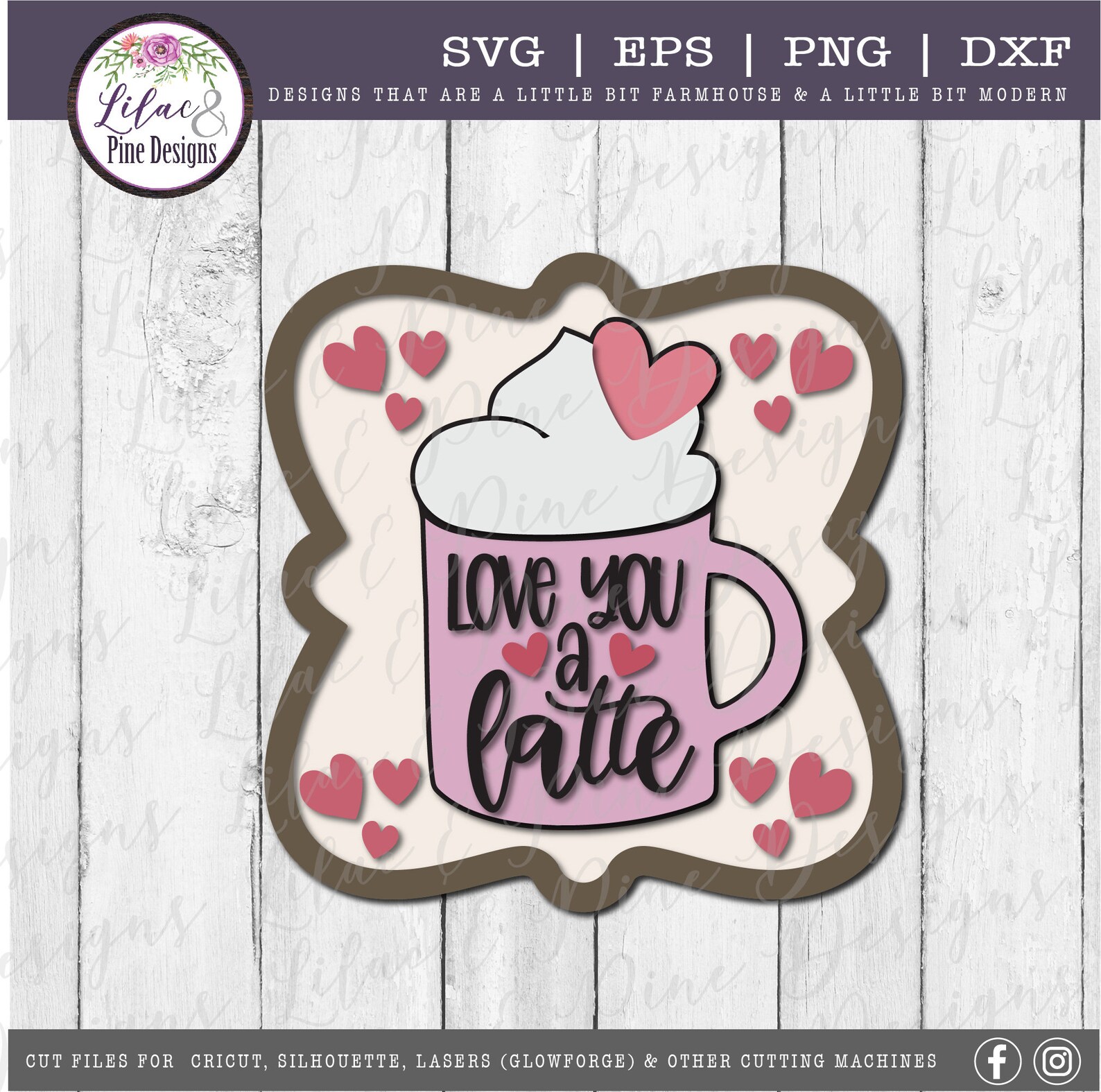 Love You a Latte SVG Valentines Day SVG Valentine Coffee - Etsy