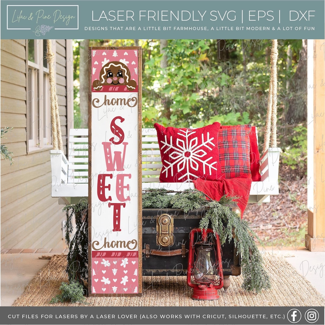 Home Sweet Home Sign SVG, Christmas Porch Sign, Gingerbread Man Welcome ...
