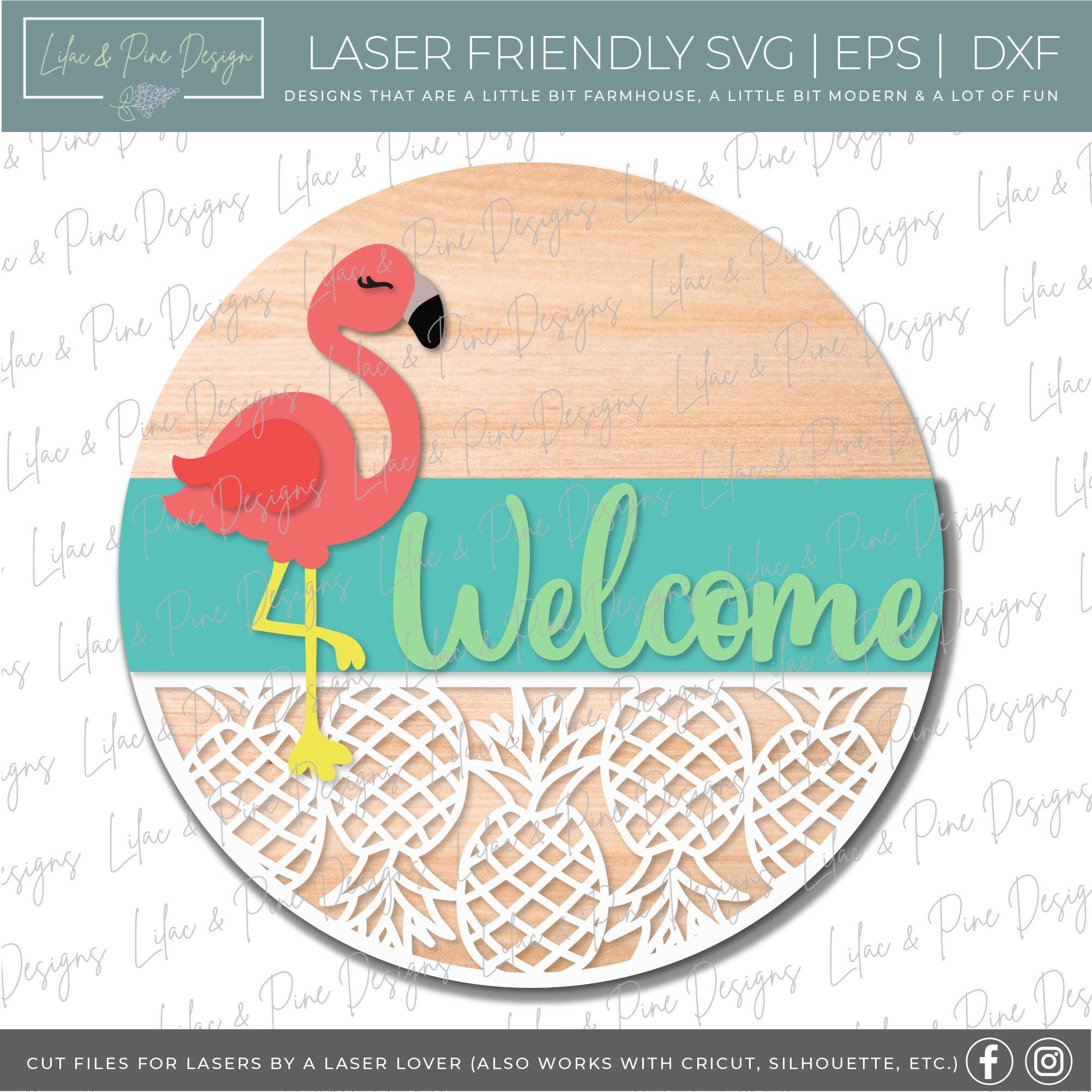 Flamingo Pineapple Welcome Sign Summer Sign Summer Door - Etsy