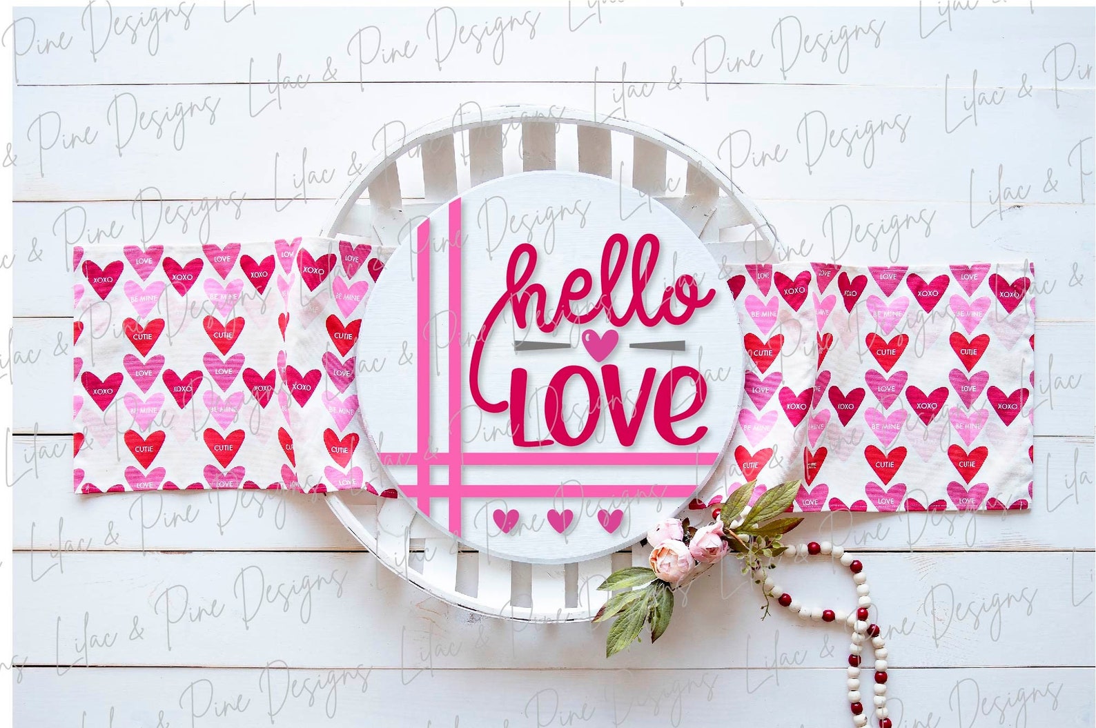 Hello Love Sign SVG, Valentine Door Hanger, Valentines Day Welcome Door ...