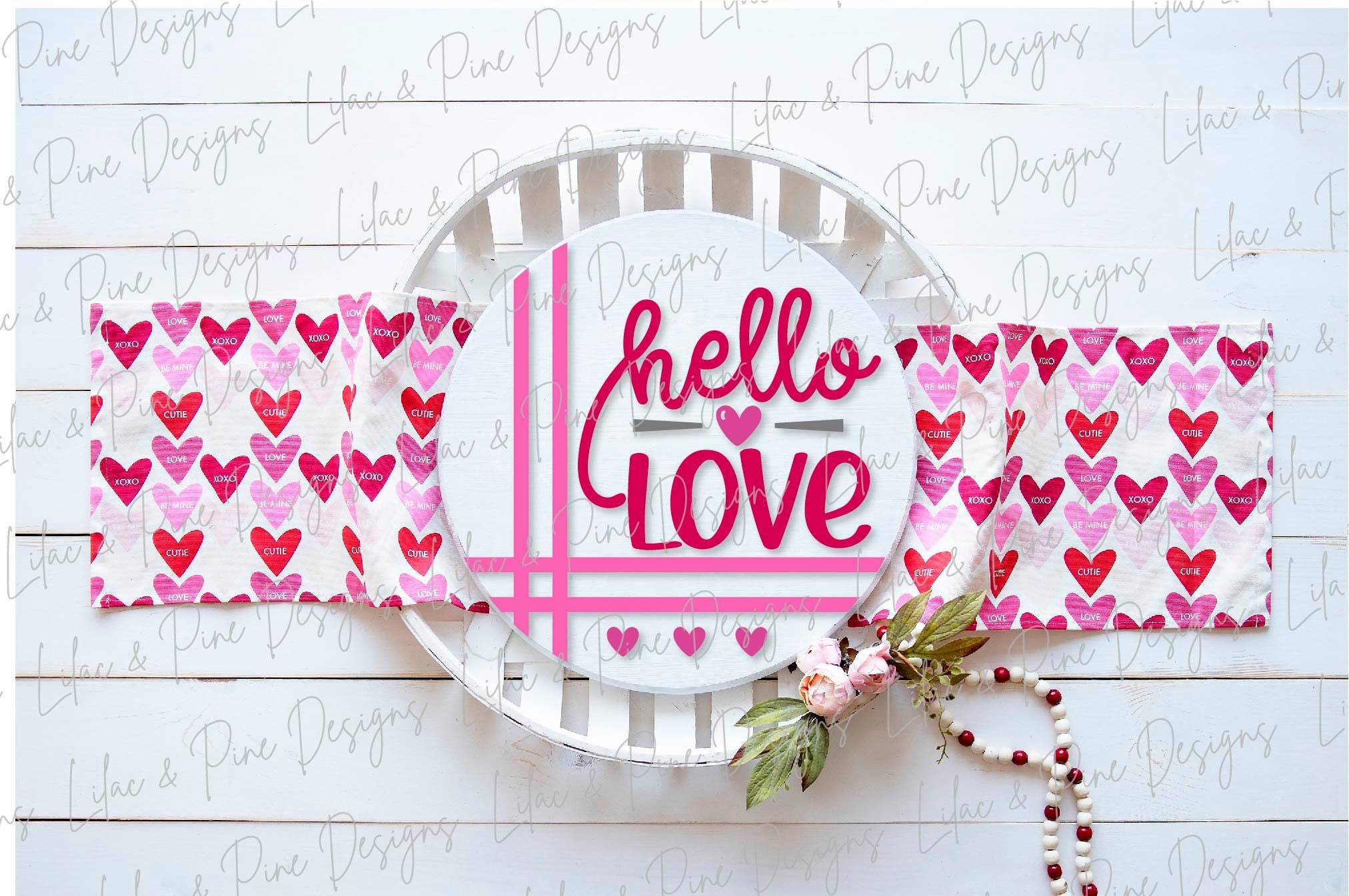 Hello Love Sign SVG, Valentine Door Hanger, Valentines Day Welcome Door ...