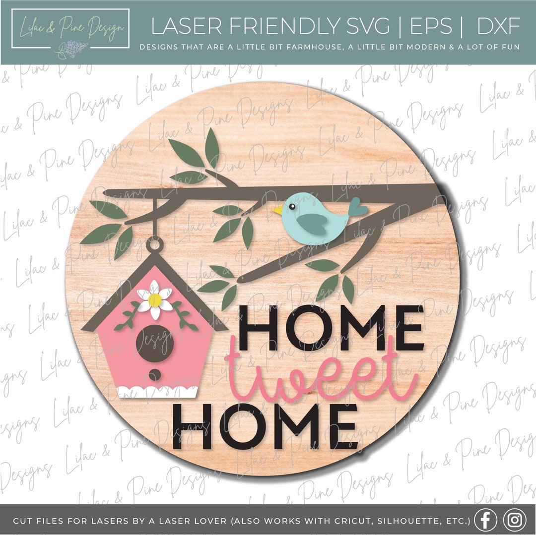 Home Tweet Home Door Hanger SVG, Birdhouse Welcome Sign, Bird Round ...