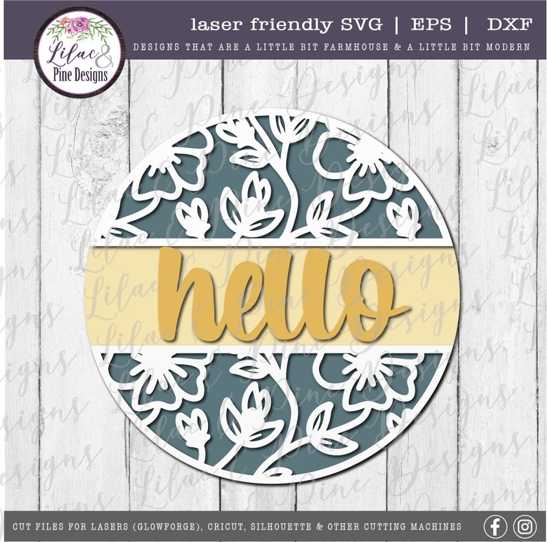 Hello Floral Sign Flower SVG Welcome SVG Front Door Decor - Etsy