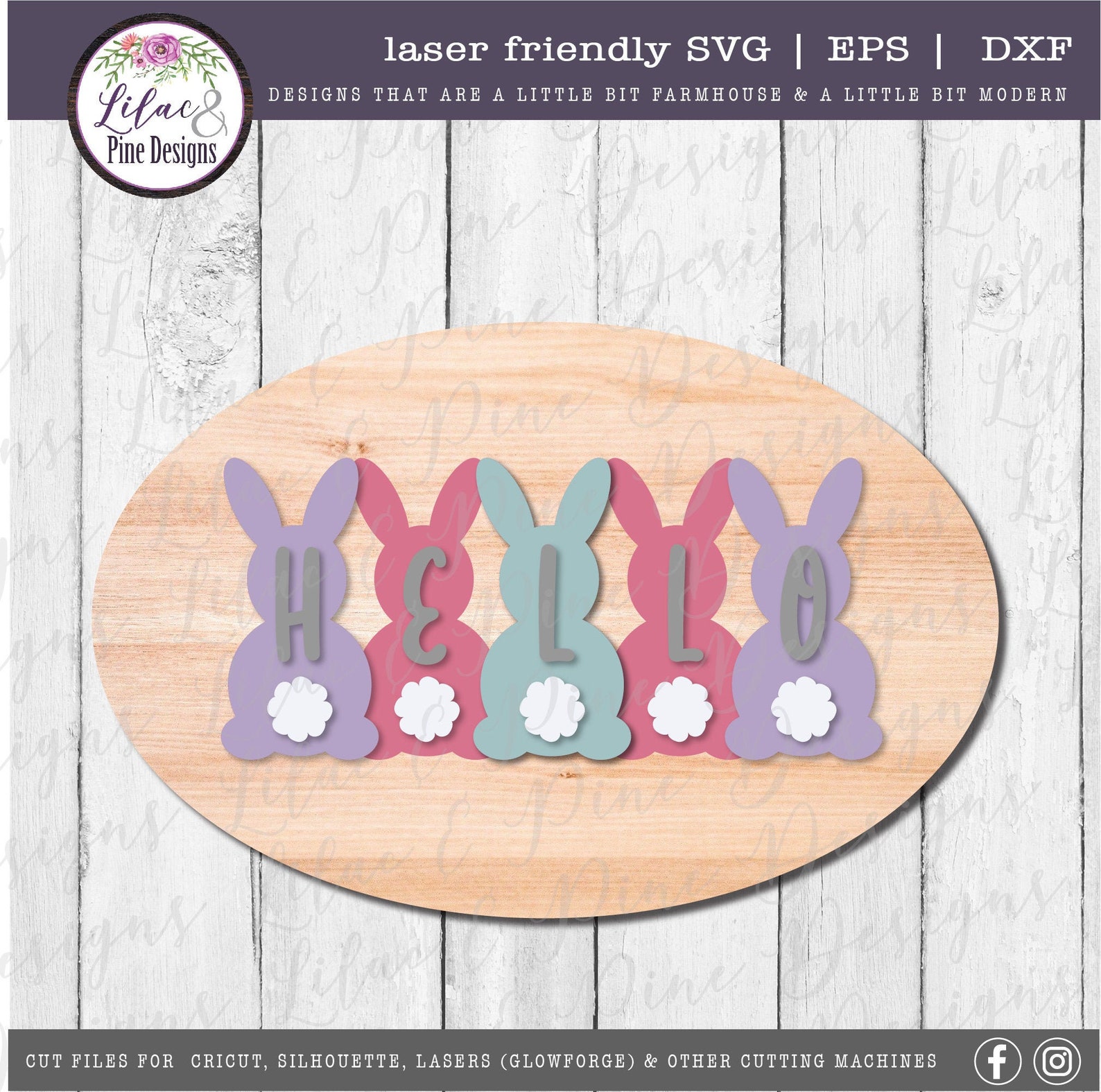 Hello Easter Bunny Sign SVG Easter Bunny SVG Bunny Svg - Etsy