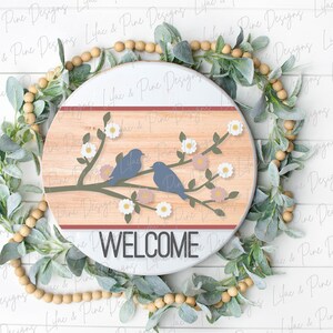 Birds on Branch Door Hanger SVG, Spring Welcome Sign, Apple Blossom Svg ...
