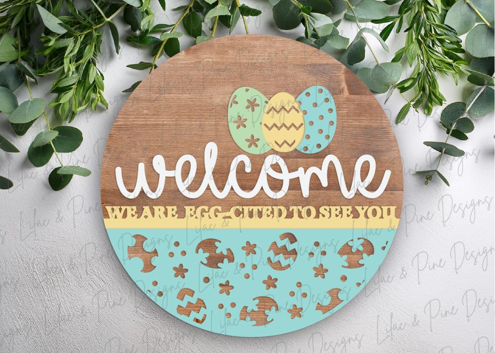 Easter Round Door Hanger SVG, Funny Easter Egg Welcome Sign, Easter ...
