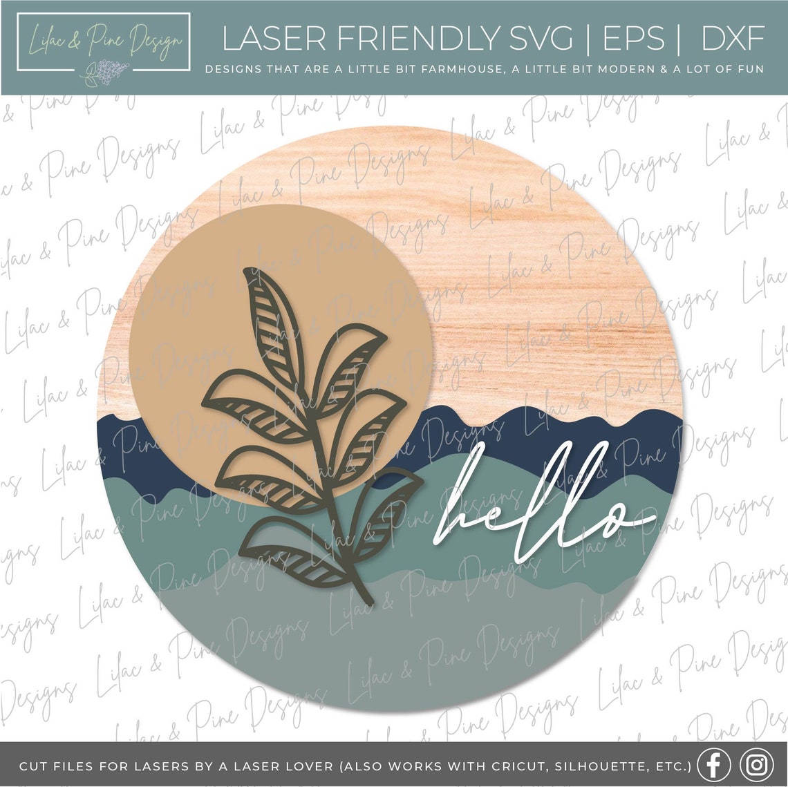 Boho Welcome Sign SVG Hello Door Hanger SVG Minimalist Round - Etsy