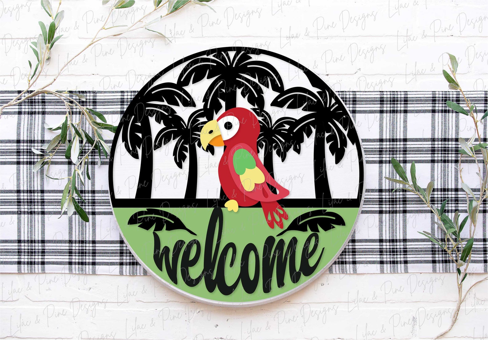 Parrot Welcome Sign SVG, Summer Door Hanger SVG, Tropical Decor Svg ...