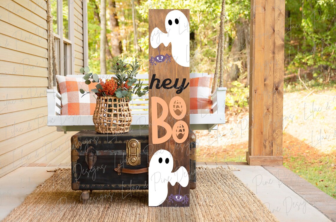 Halloween Porch Sign SVG Hey Boo Porch Sign SVG Boo Welcome - Etsy