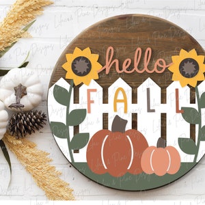 Hello Fall Door Hanger SVG, Sunflower Welcome Sign SVG, Pumpkin Door ...