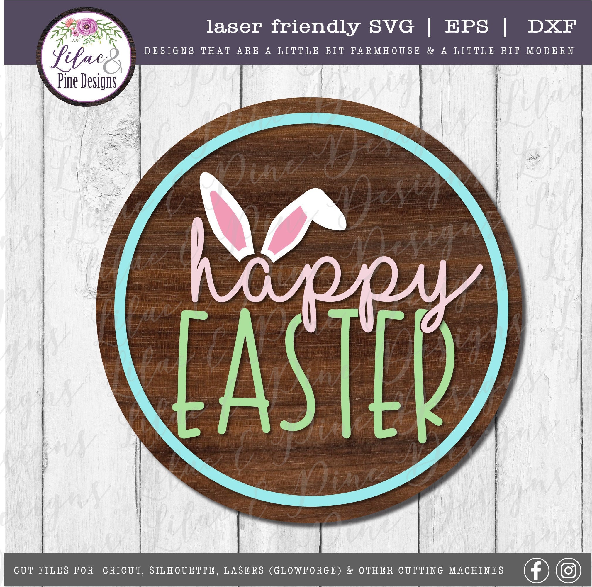 Happy Easter Round SVG Easter Sign SVG Easter Bunny Svg - Etsy