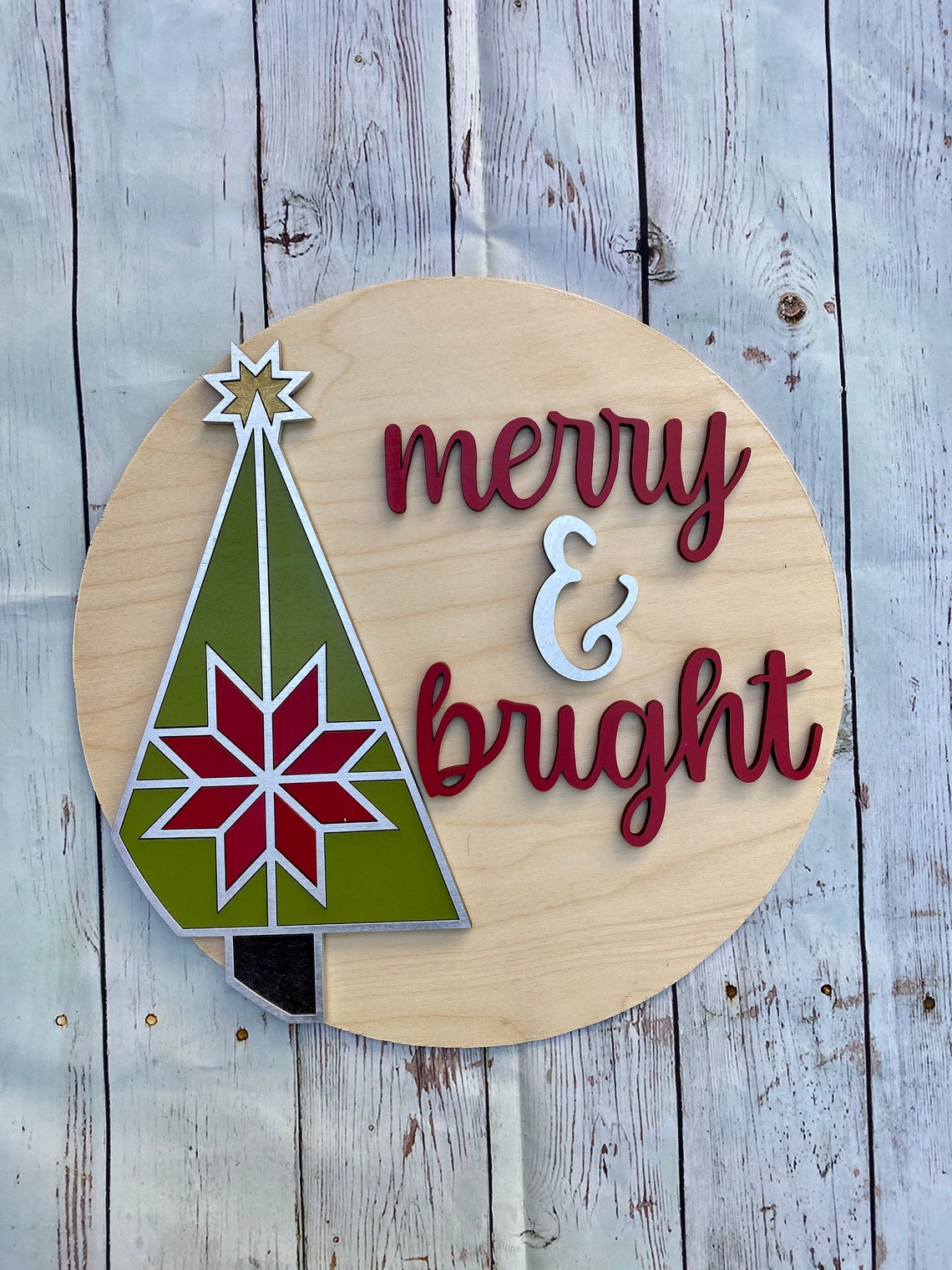 Christmas Tree Round SVG Barn Quilt Christmas Tree SVG | Etsy