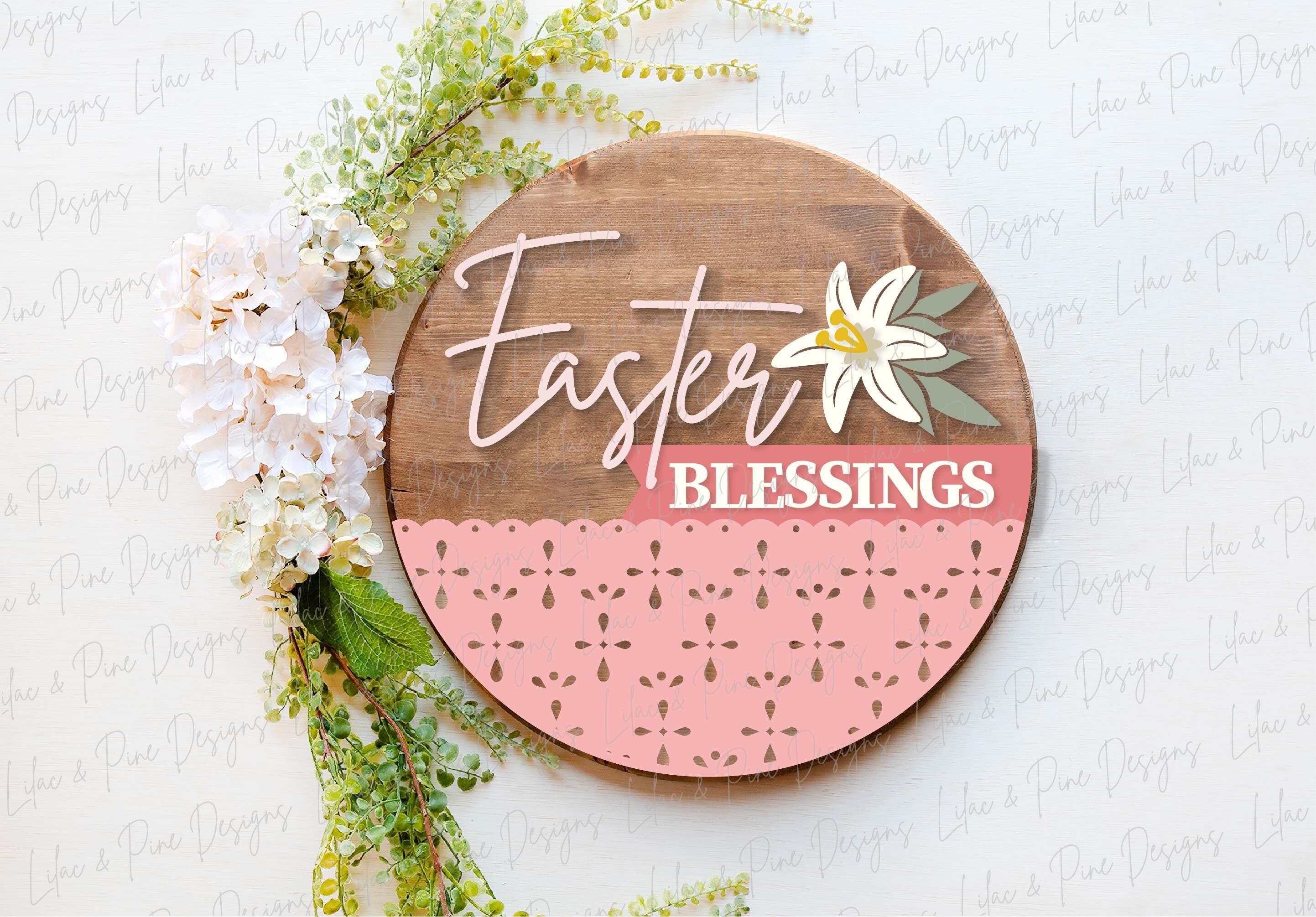 Easter Blessings Sign SVG Easter Lily Door Hanger Easter - Etsy