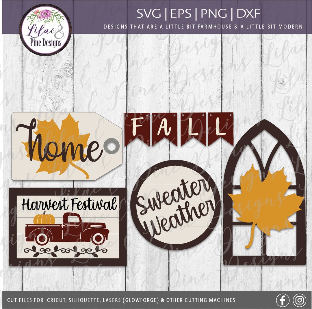 Fall Tier Tray SVG Bundle, Fall Leaves Tier Tray Sign Bundle SVG ...