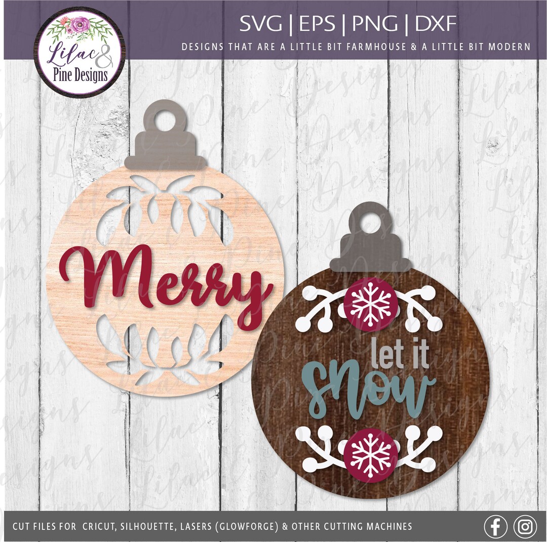 Christmas Ornament Set SVG, Christmas Ornament Bundle SVG, Let It Snow ...