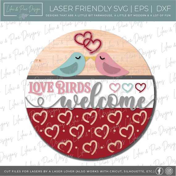 Love Birds Welcome Sign SVG Valentine Door Hanger Bird Door - Etsy