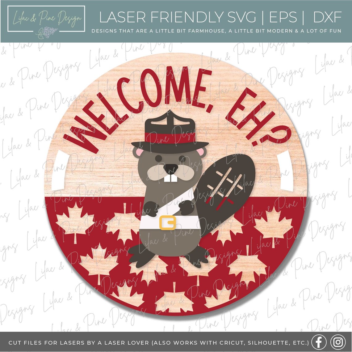 Canadian Door Hanger SVG, Canada Eh Welcome Sign, Canada Decor, Beaver ...