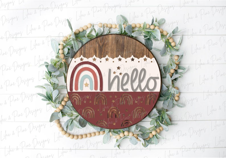 Boho Rainbow Sign SVG Boho Door Hanger Rainbow Welcome Sign - Etsy