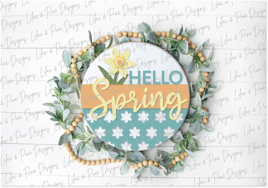Hello Spring Round Sign SVG Spring Floral Door Round SVG - Etsy