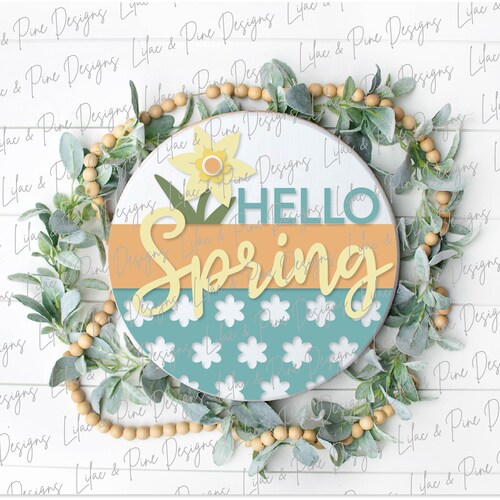 Hello Spring Welcome Sign SVG Round Door Hanger SVG Spring - Etsy