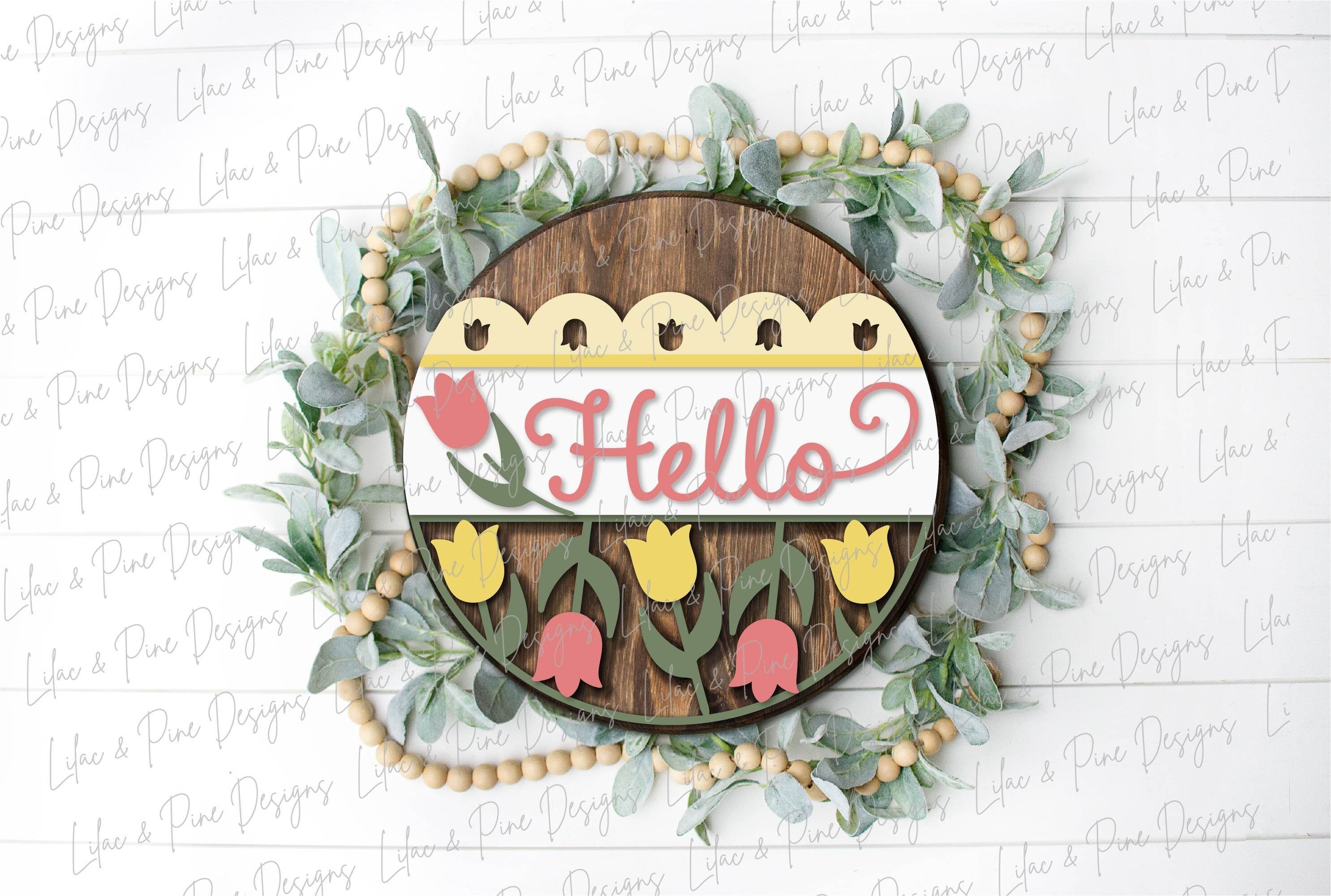 Hello Tulip Door Hanger SVG Spring Porch Sign Tulip Svg | Etsy