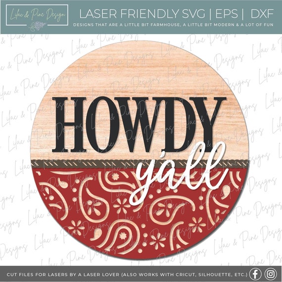 Howdy Y'all Sign SVG Western Door Hanger Handkerchief - Etsy