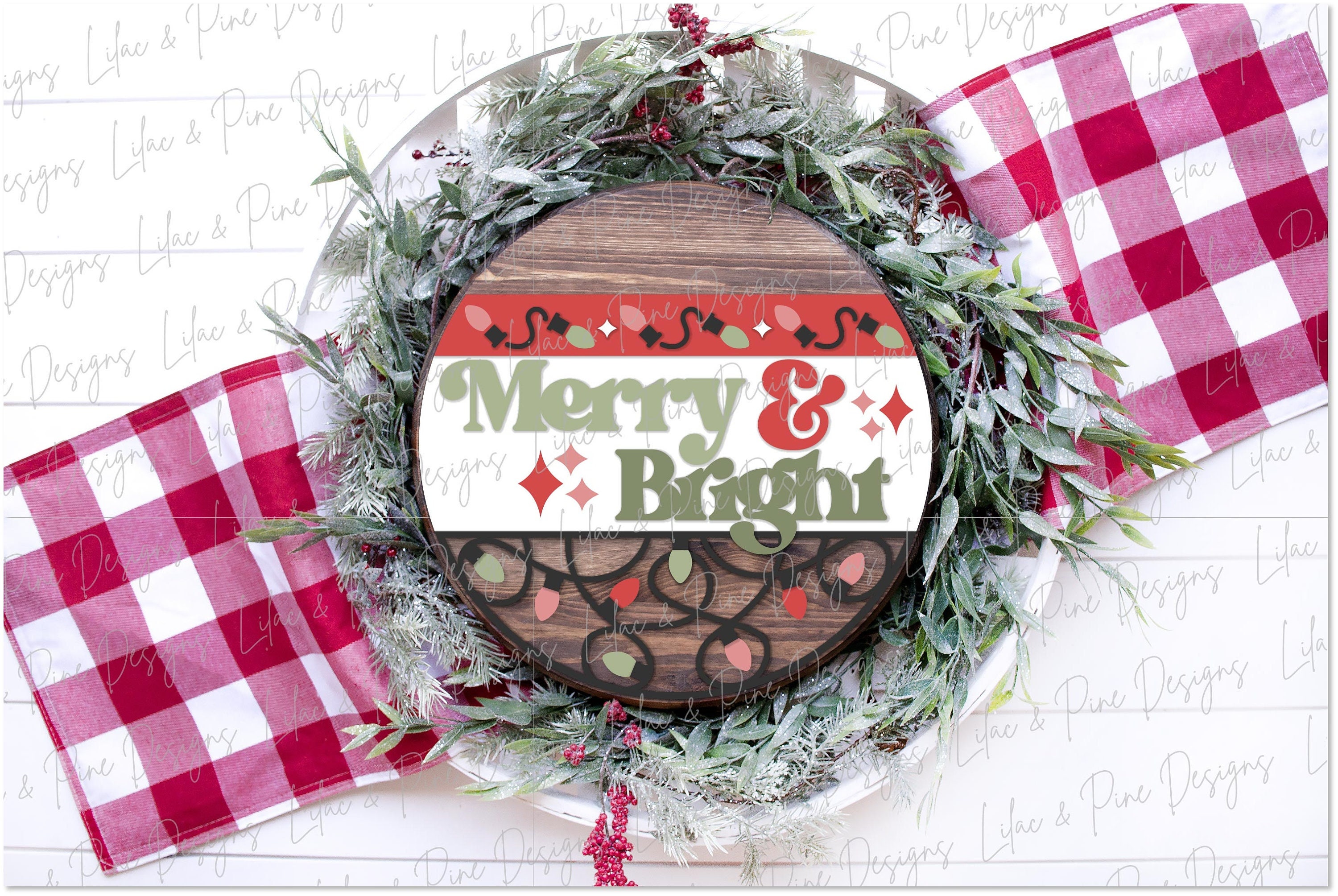 Merry and Bright Sign SVG Vintage Christmas Door Hanger - Etsy