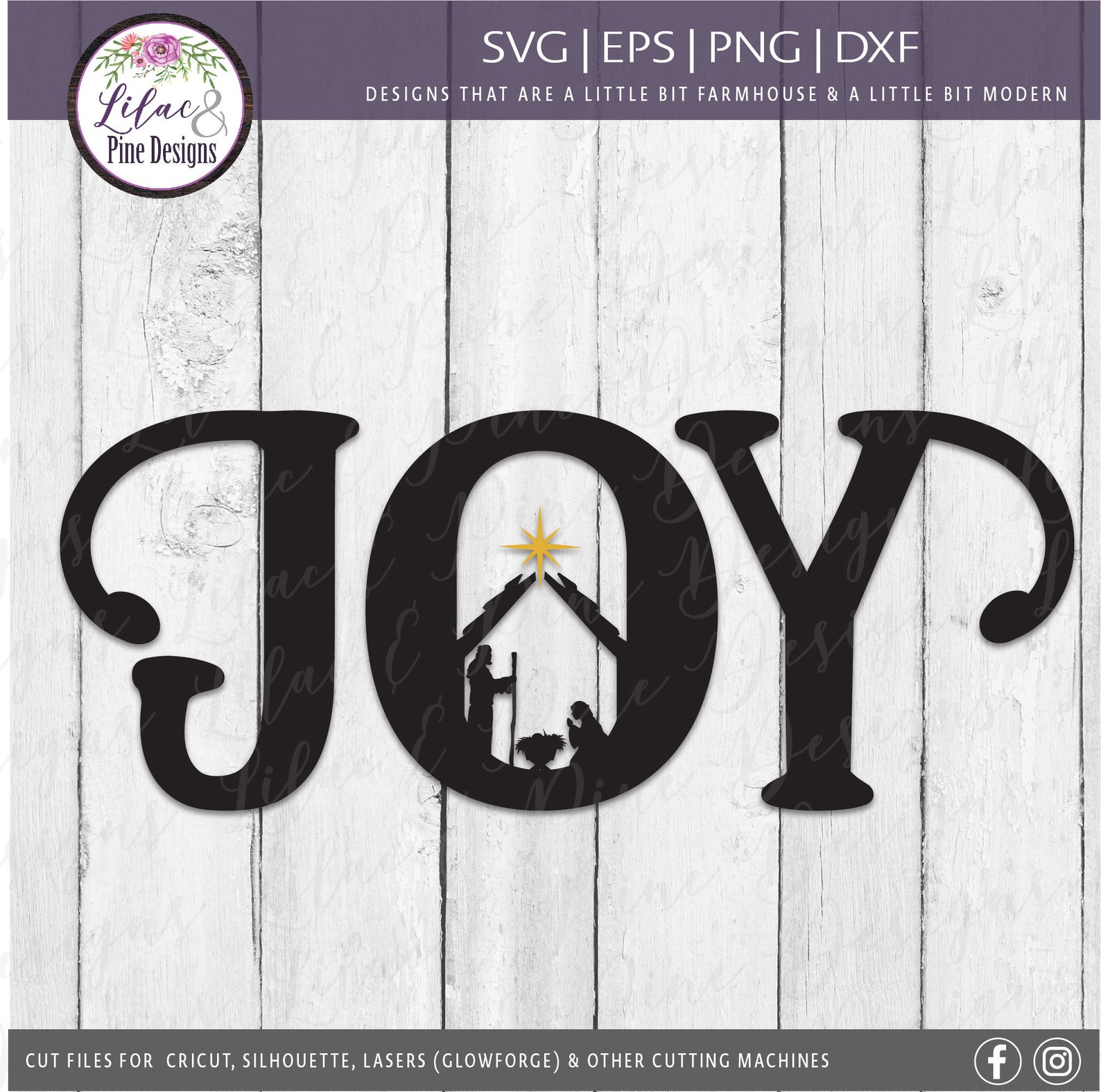 Christmas Joy SVG Joy Sign SVG Manger Scene SVG Nativity | Etsy