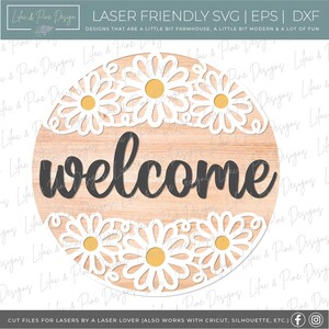 Daisy Hello Sign SVG, Daisy Door Hanger SVG, Summer Floral Welcome SVG ...