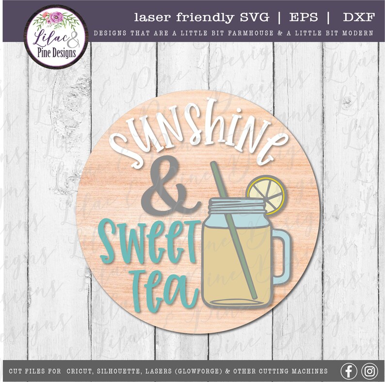 Sunshine and Sweet Tea SVG Mason Jar SVG Modern Farmhouse | Etsy