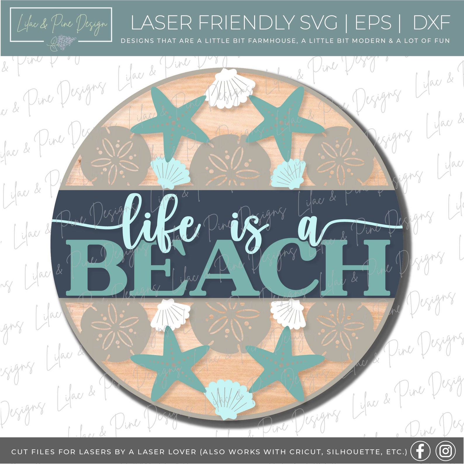 Life is a Beach SVG, Welcome Sign SVG, Door Hanger SVG, Seashell Svg ...