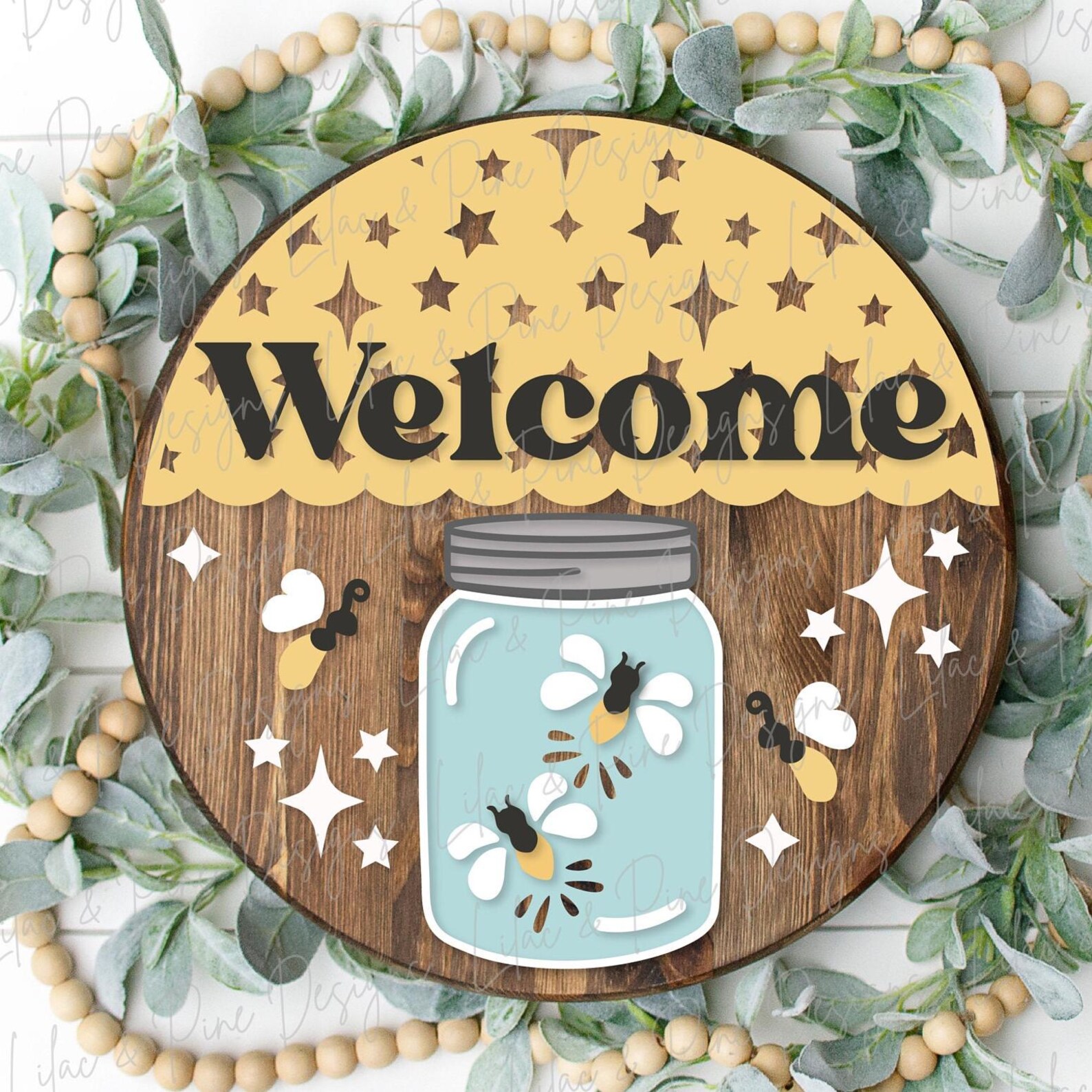 Firefly Welcome Sign SVG, Lightning Bug Door Hanger Svg, Summer Welcome ...