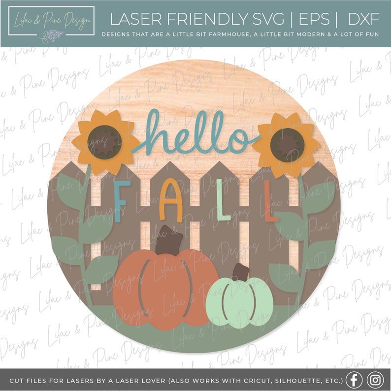 Hello Fall Door Hanger SVG Sunflower Welcome Sign SVG - Etsy