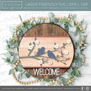Birds on Branch Door Hanger SVG, Spring Welcome Sign, Apple Blossom Svg ...