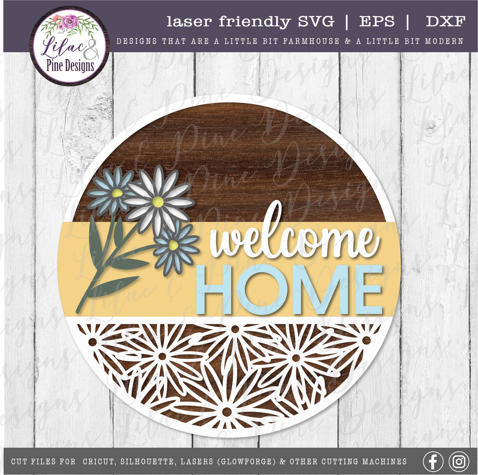 Daisy Welcome Home Sign Summer Svg Welcome Home SVG Round - Etsy