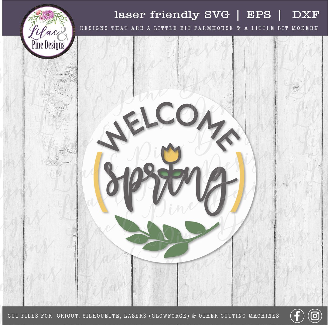 Welcome Spring Round Sign SVG, Spring Floral Door Round SVG, Tulip Svg ...