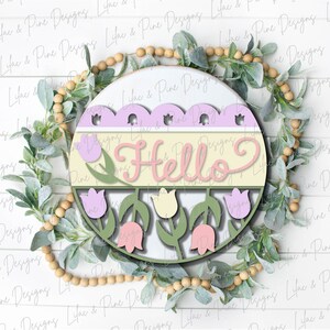 Hello Tulip Door Hanger SVG, Spring Porch Sign, Tulip Svg, Spring ...