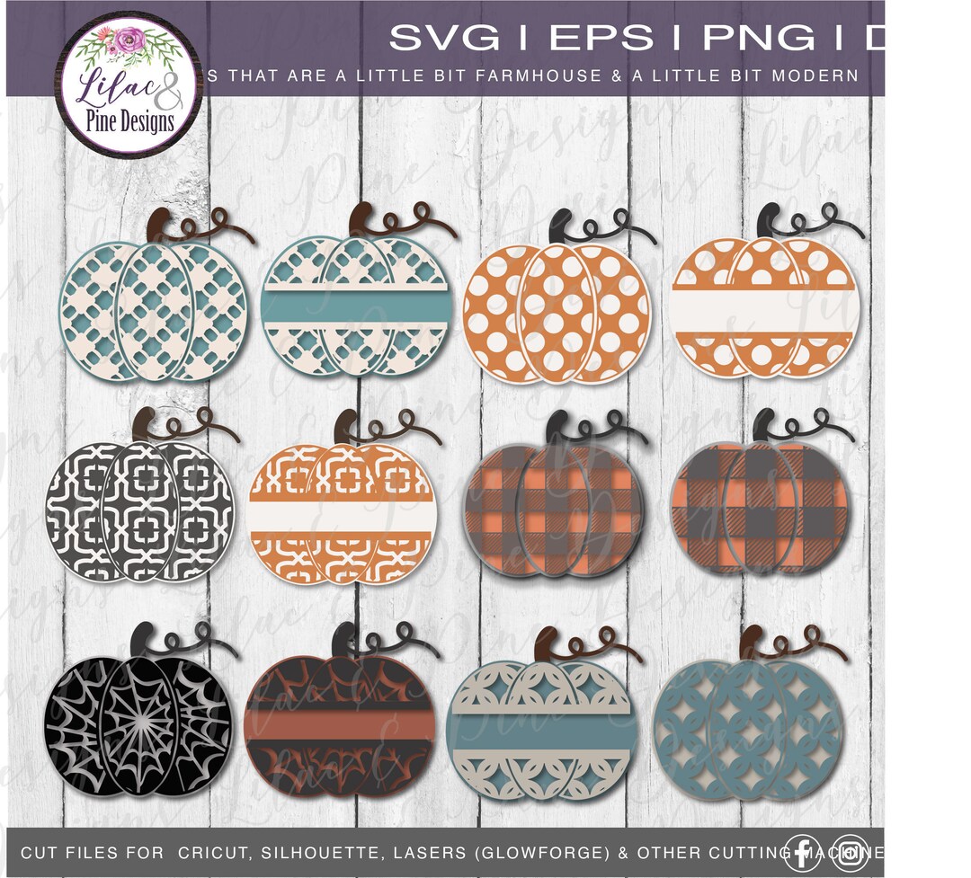 Patterned Pumpkin Bundle SVG, Pumpkin Monogram Bundle SVG, Patterned ...
