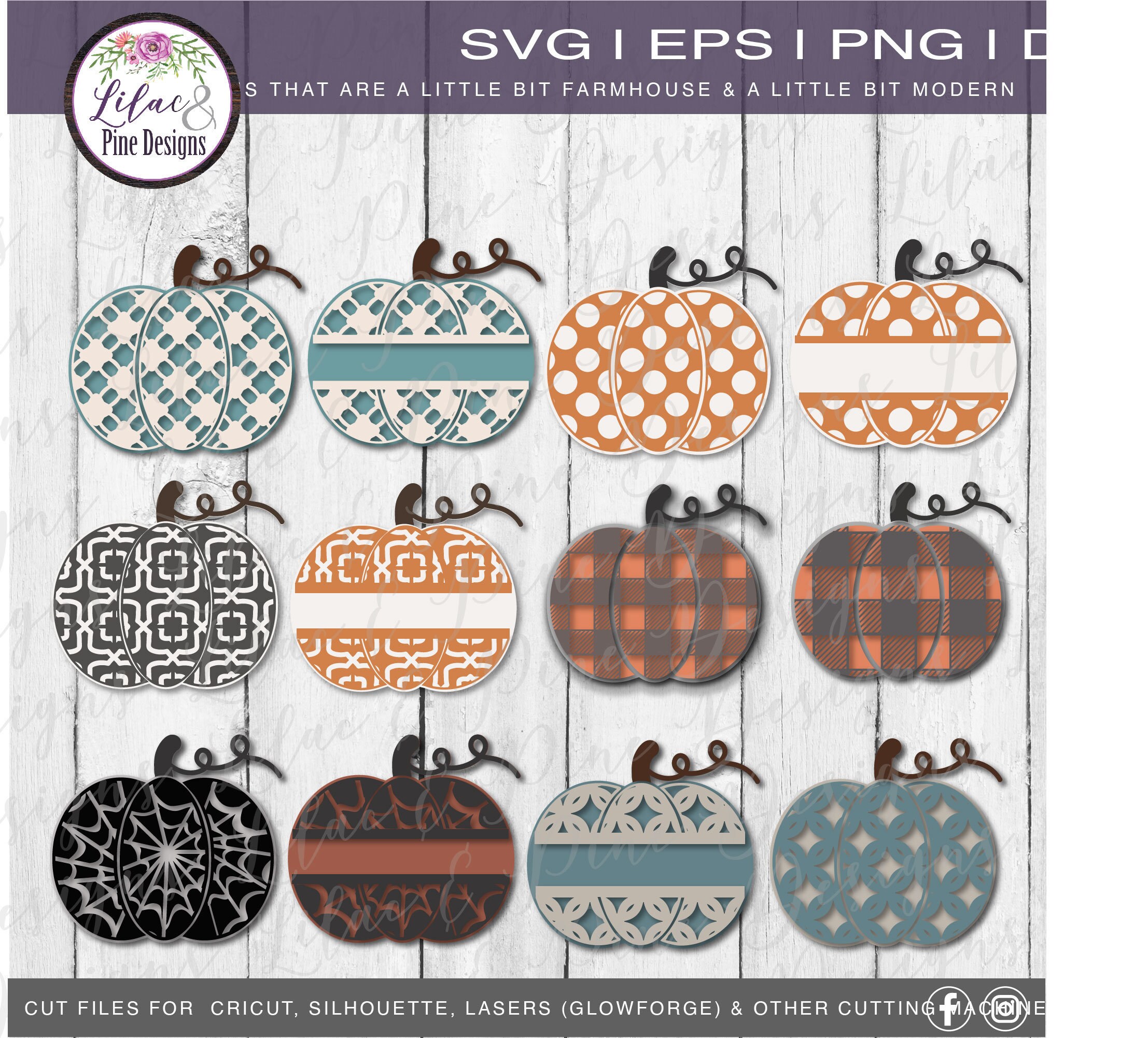 Patterned Pumpkin Bundle SVG Pumpkin Monogram Bundle SVG - Etsy