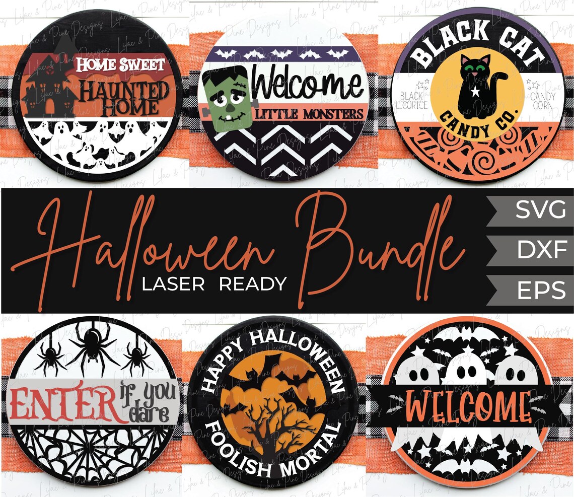 Halloween Welcome Sign Bundle Halloween Door Hanger SVG - Etsy