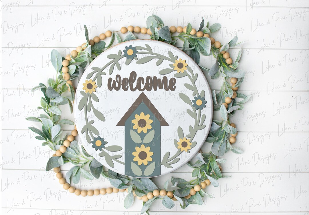 Daisy Door Hanger SVG, Bird House Welcome Sign, Flower Welcome Sign ...
