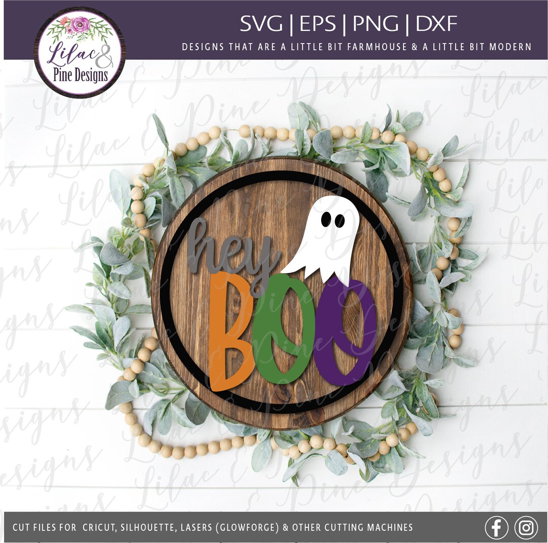Halloween SVG, Hey Boo Halloween Sign SVG, Ghost SVG, Halloween Home ...