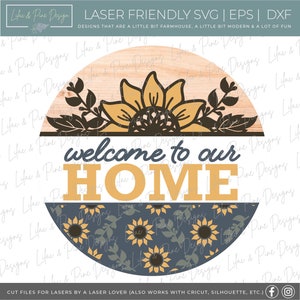 Sunflower Door Hanger SVG, Fall Floral Welcome Sign, Sunflower Welcome ...