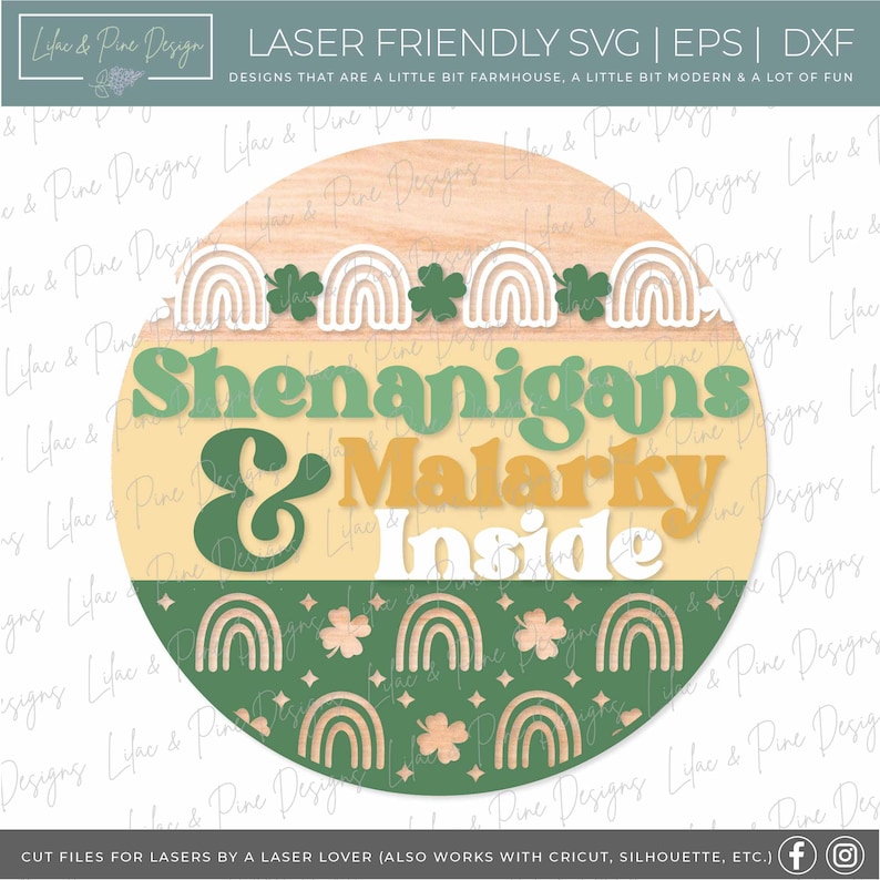 Shenanigans Sign SVG, St Patricks Day Door Hanger, Shamrock Welcome ...