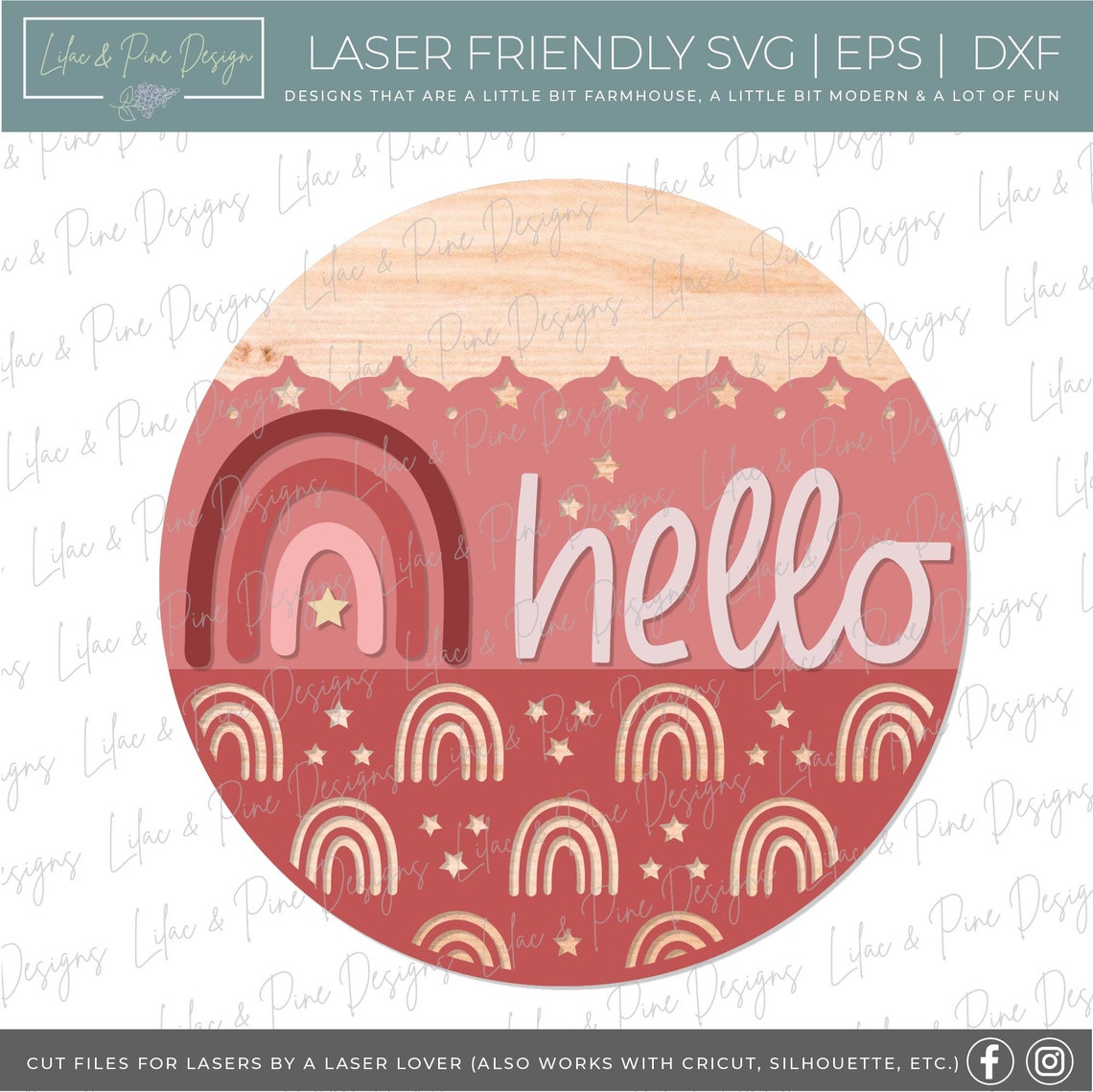 Boho Rainbow Sign SVG, Boho Door Hanger, Rainbow Welcome Sign SVG, Boho ...