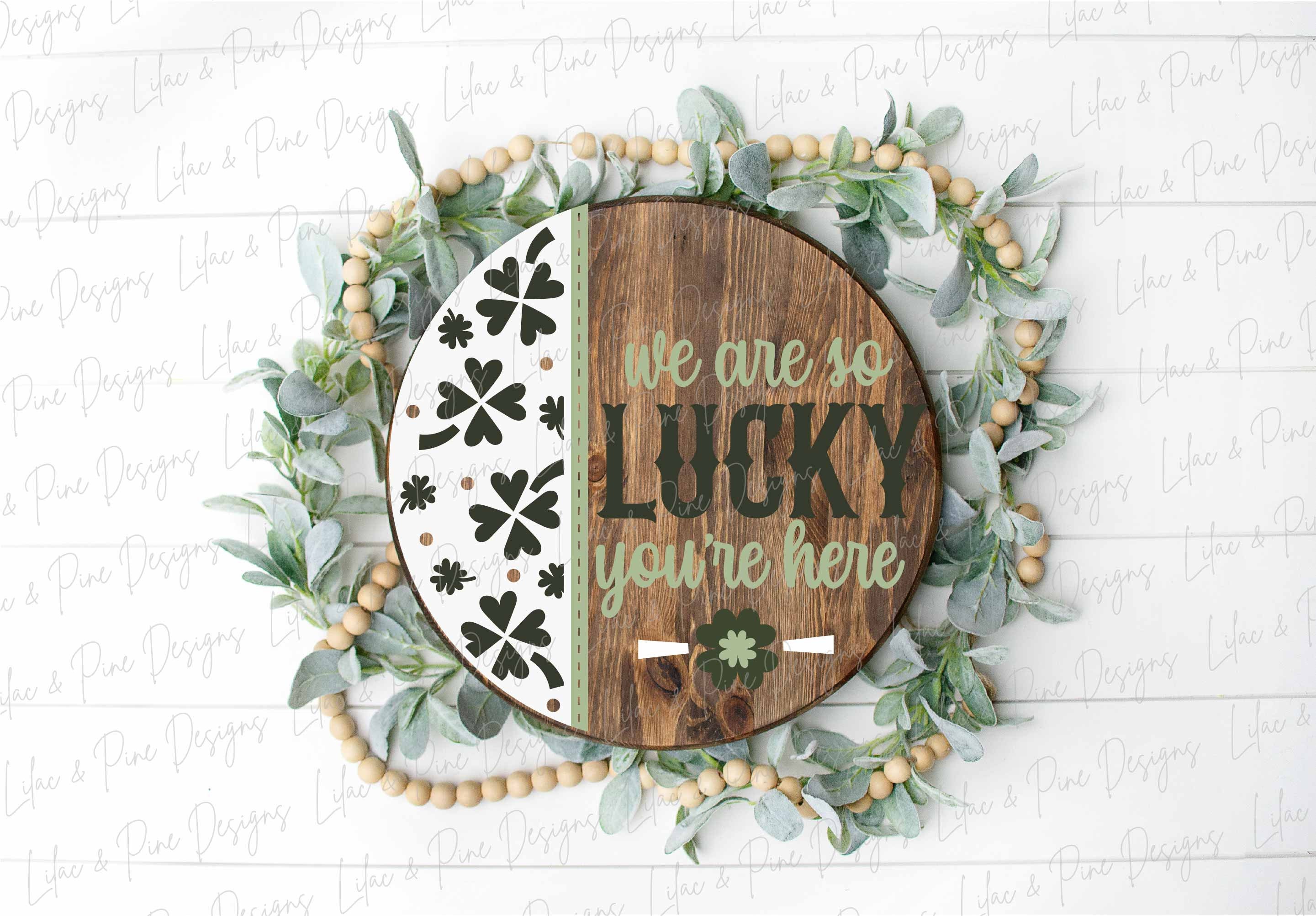 Lucky Sign SVG St Patricks Day Door Hanger Shamrock Welcome - Etsy