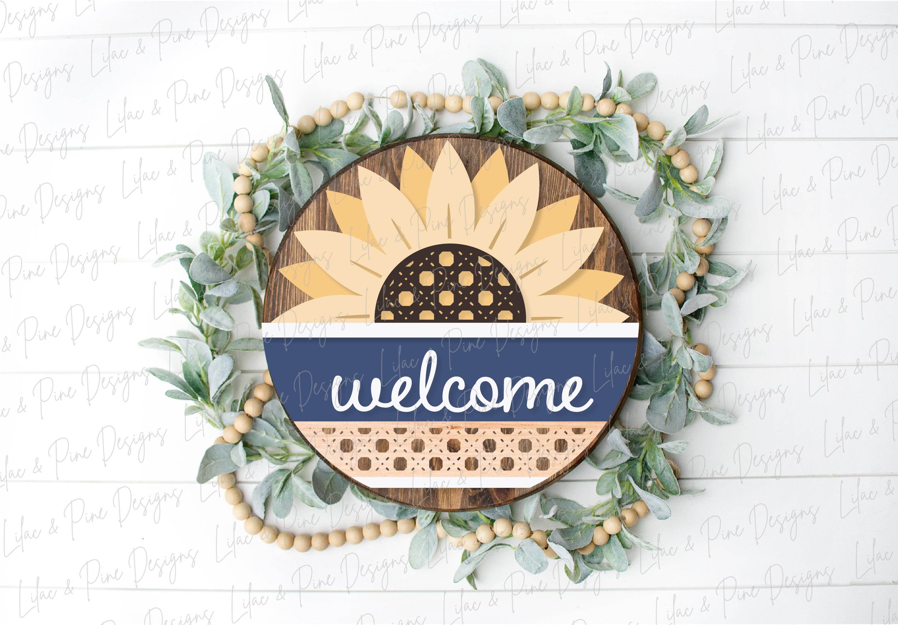 Sunflower Door Hanger SVG Sunflower Welcome Sign SVG Rattan - Etsy