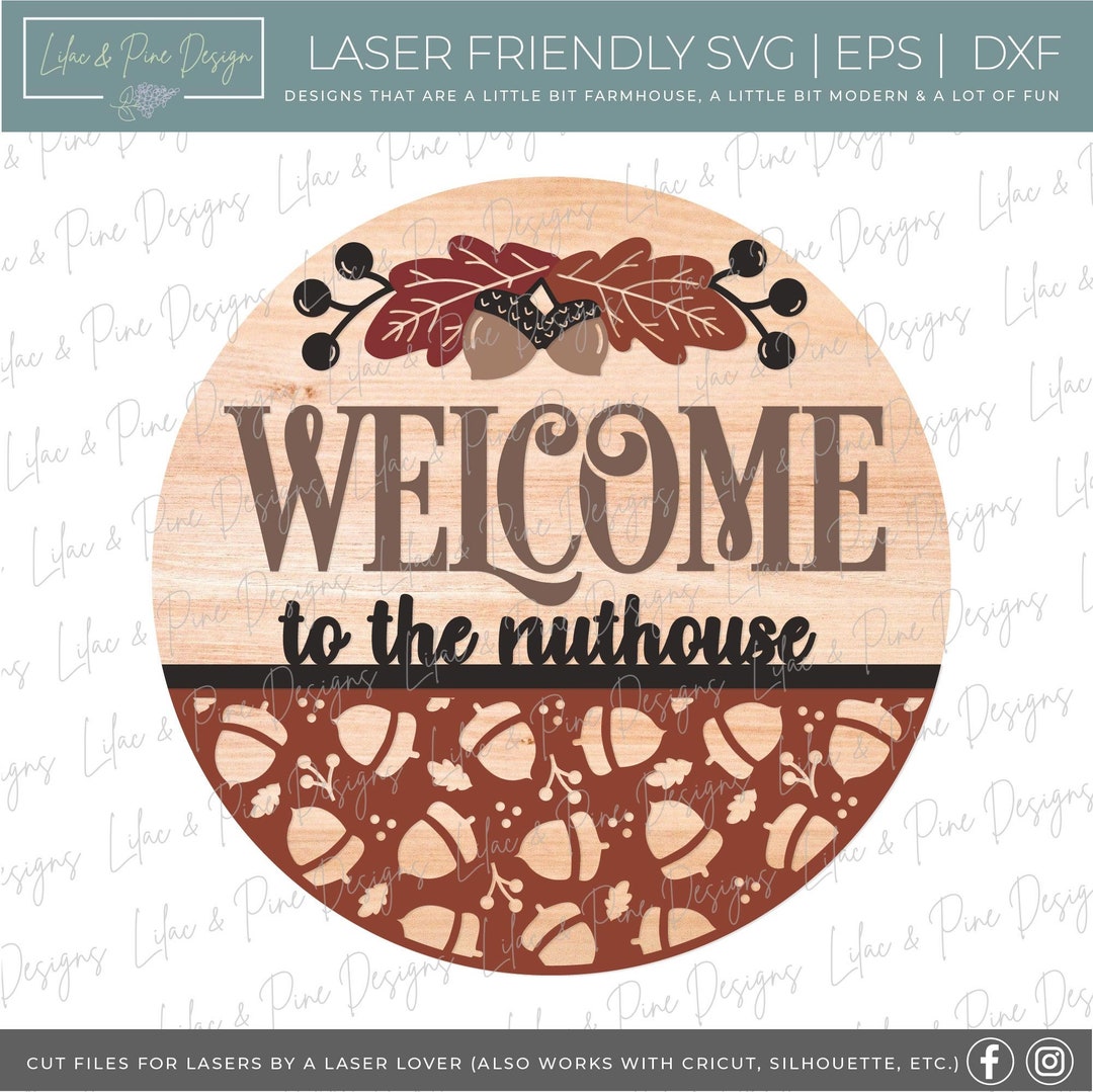 Welcome to the Nuthouse Sign Fall Leaf Door Hanger SVG Funny - Etsy