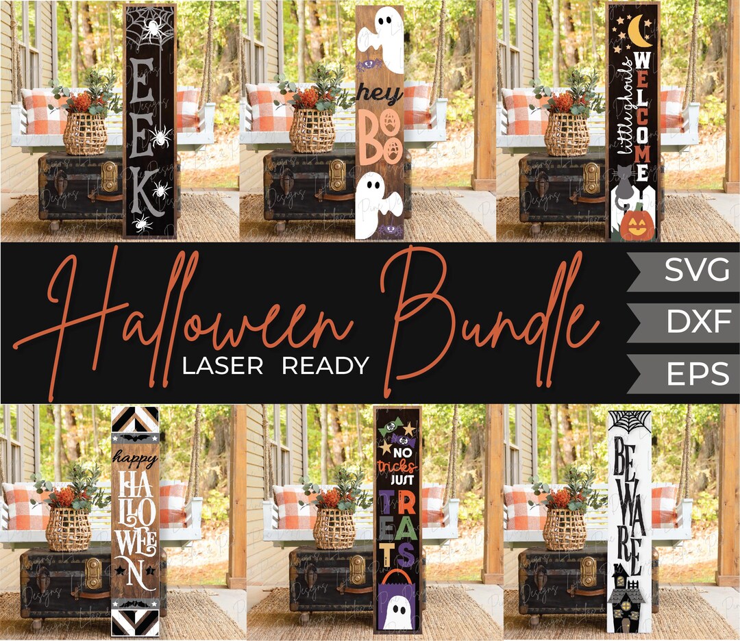 Halloween Welcome Sign Bundle, Halloween Porch Sign, Halloween Vertical ...